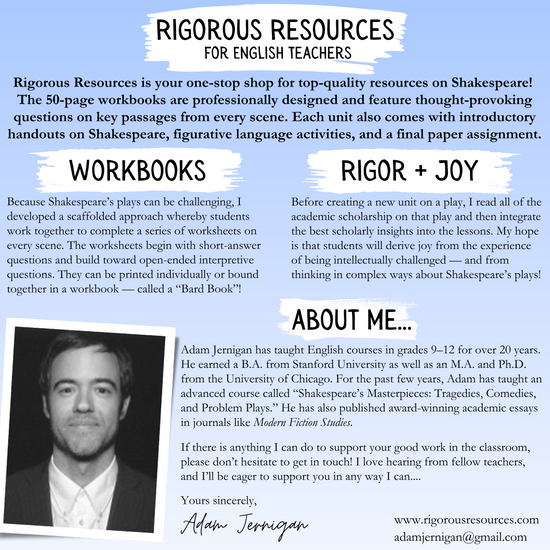 Hamlet | Complete Teaching Unit with Workbook & Answer Key – Rigorous ...