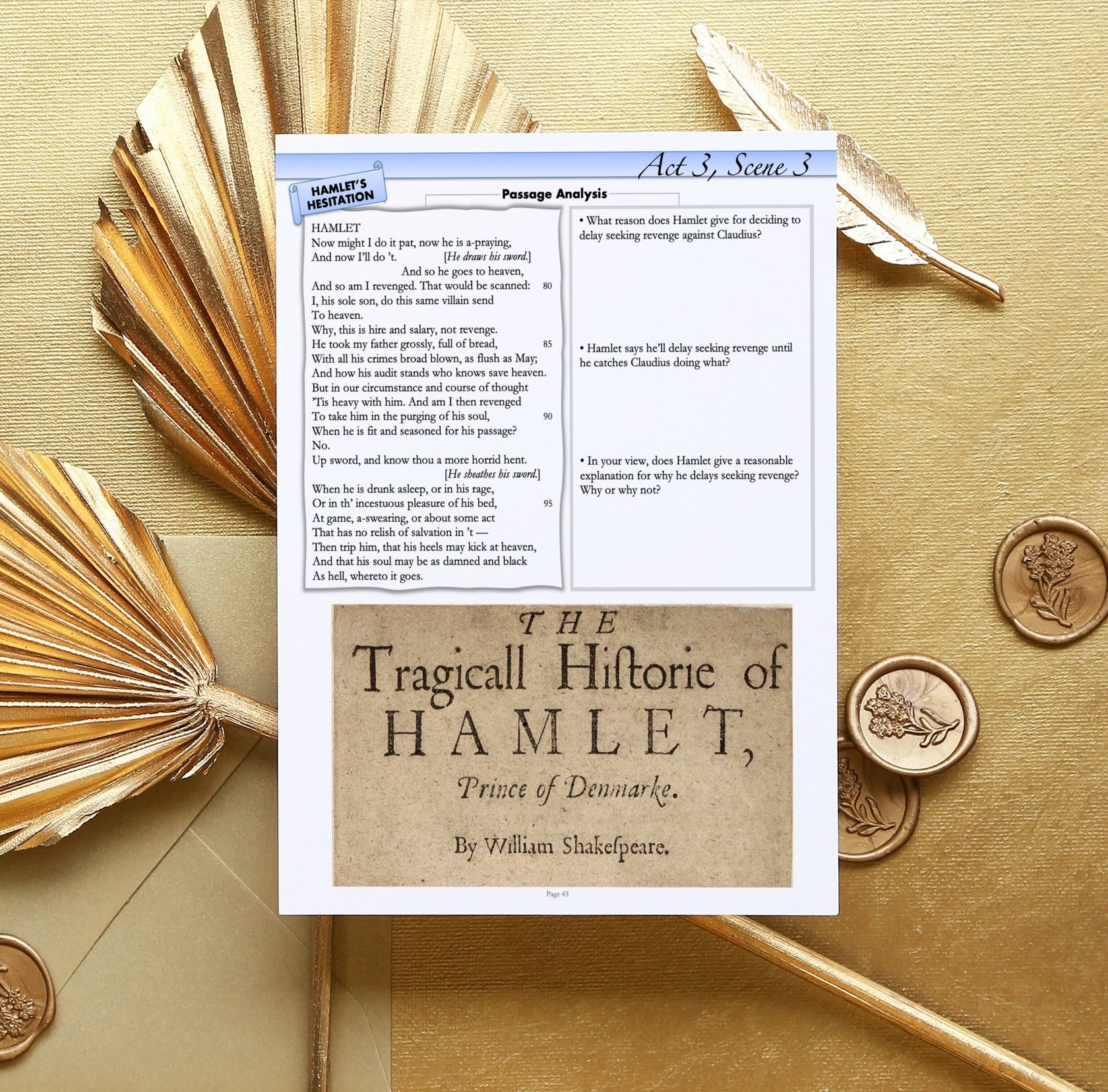 Hamlet | Complete Teaching Unit with Workbook & Answer Key – Rigorous ...