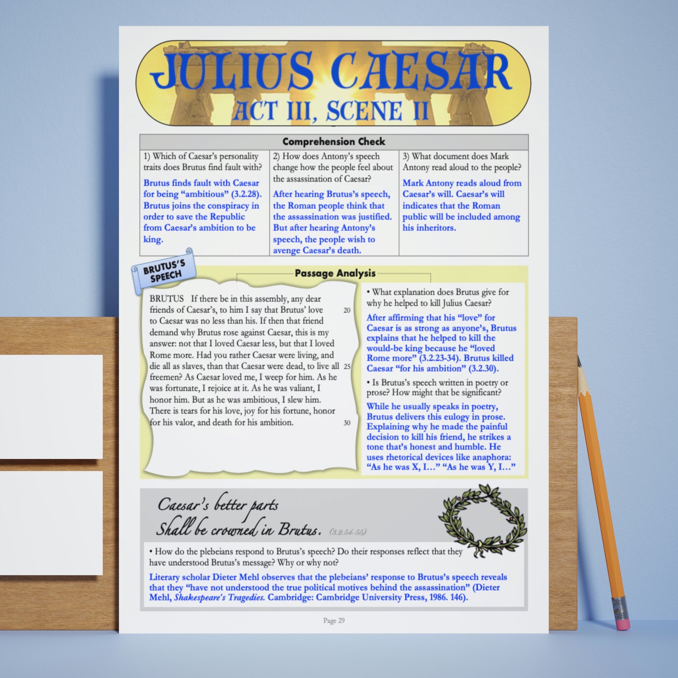 Julius Caesar | Complete Teaching Unit with Workbook & Answer Key ...