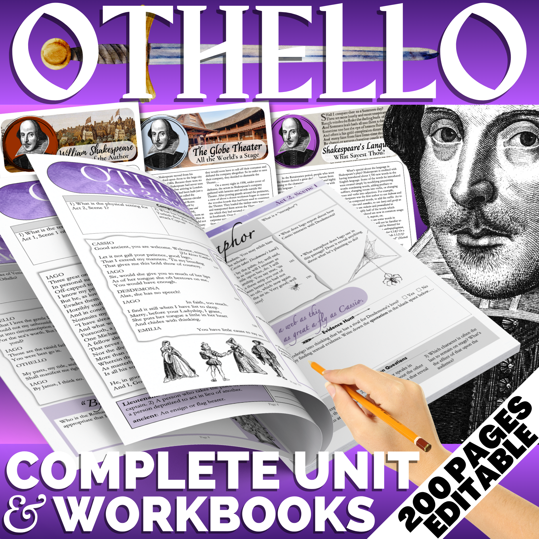 Othello by William Shakespeare | Complete Teaching Unit with Workbook ...