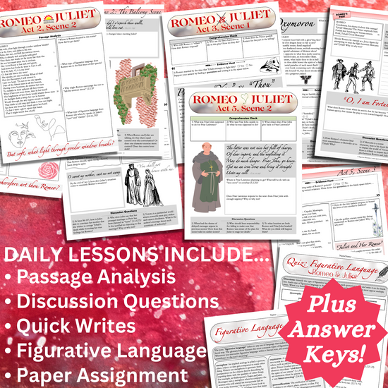 Romeo and Juliet | Complete Teaching Unit with Workbook & Answer Key ...