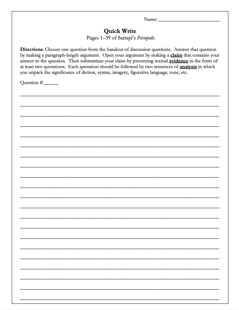 Persepolis by Marjane Satrapi | Complete Teaching Unit – Rigorous Resources