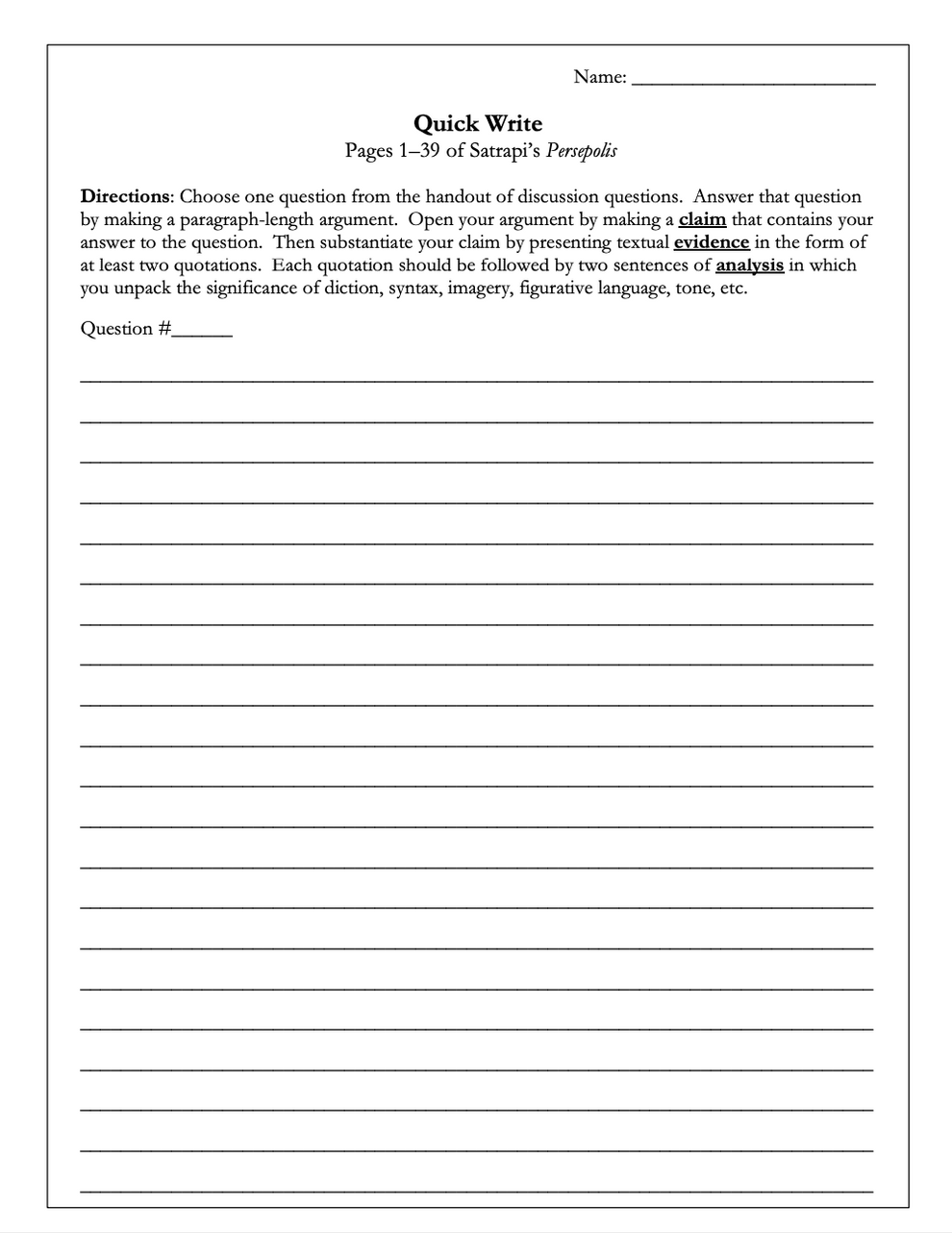 Persepolis by Marjane Satrapi | Complete Teaching Unit – Rigorous Resources